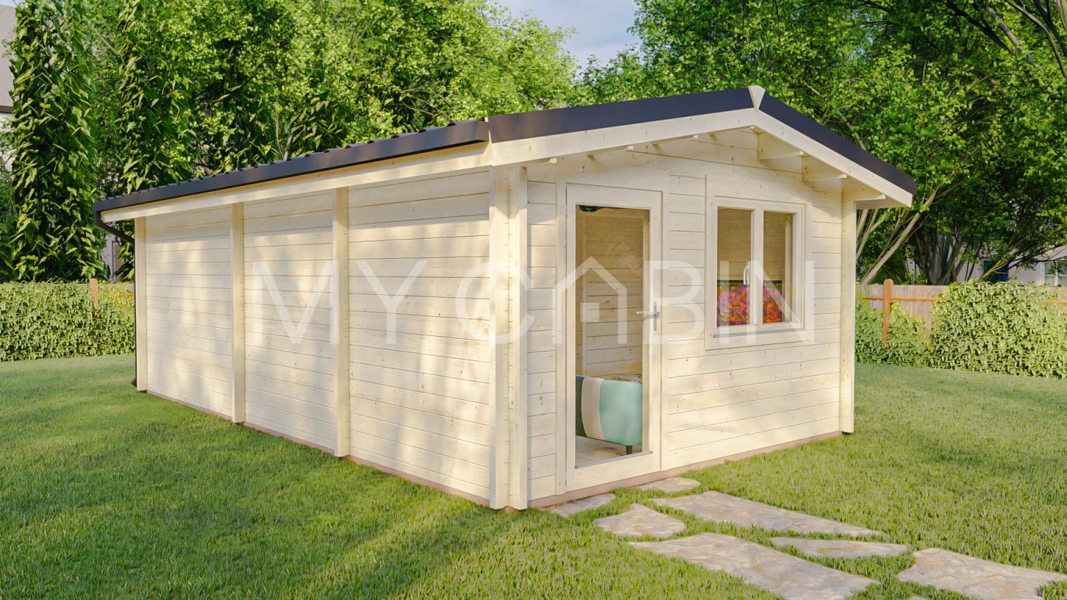 One Bedroom D Log Cabin 4.0m x 7.0m - Log Cabins & Homes -MyCabin.ie
